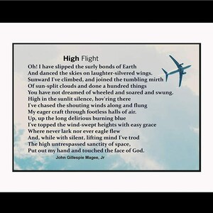 High Flight Poem by John Gillespie Magee Jr Poster, Print, Picture, or ...