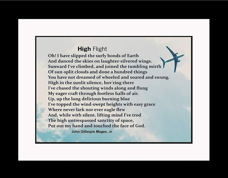 High Flight Poem by John Gillespie Magee Jr Poster Print | Etsy