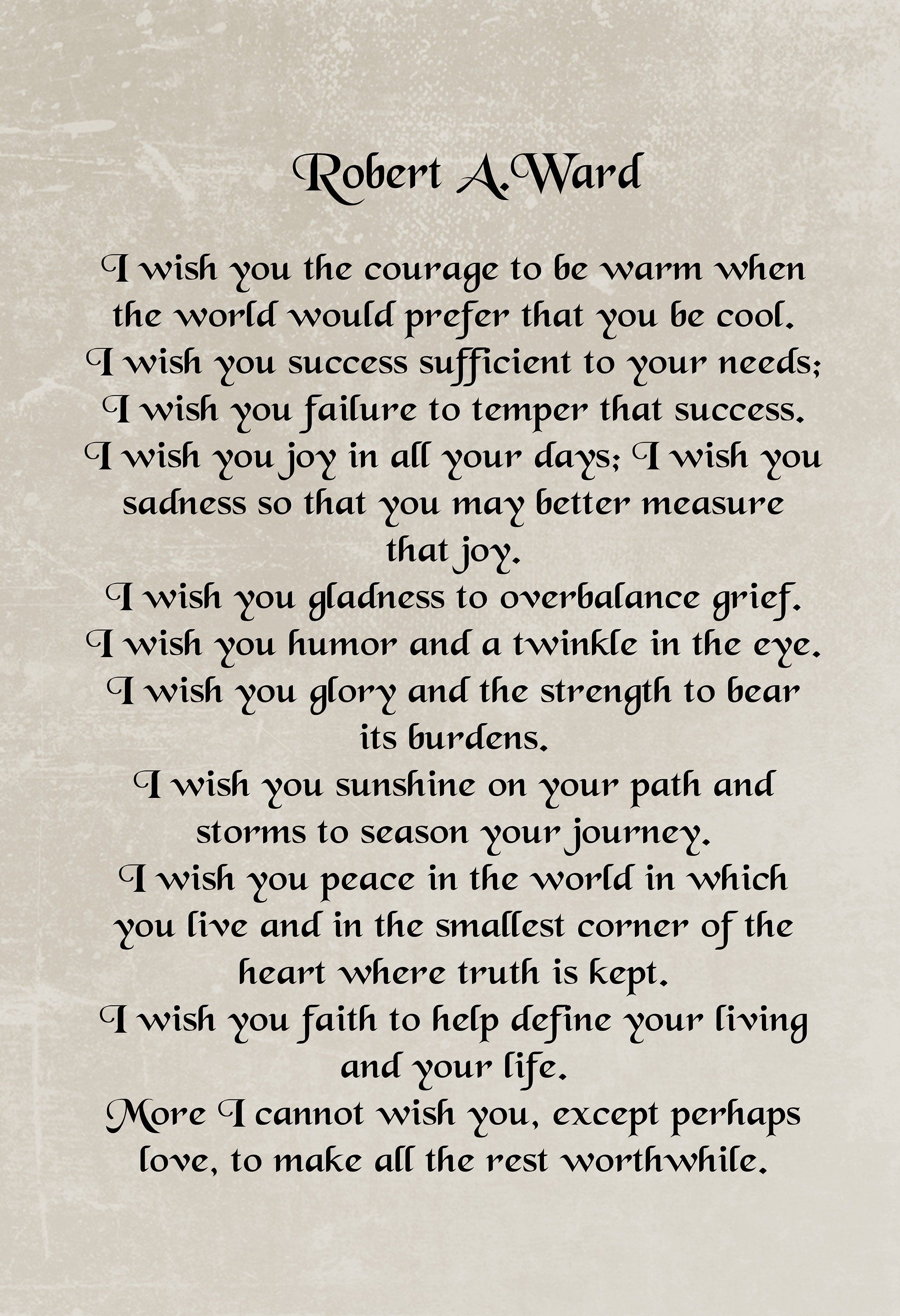Robert A. Ward I Wish You Poster, Print, Picture or Framed Photograph ...