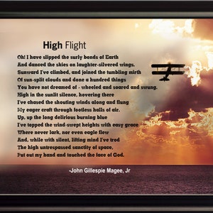 John Gillespie Magee, Jr High Flight Poster, Print, Picture or Framed ...