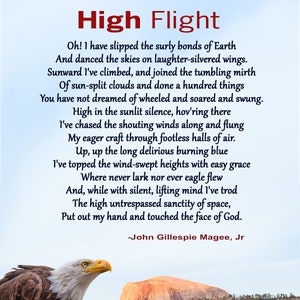 John Gillespie Magee, Jr High Flight Poster, Print, Picture or Framed ...