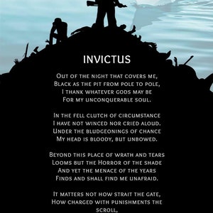 Invictus Poem by William | Motivational Poster Print Picture or Framed ...