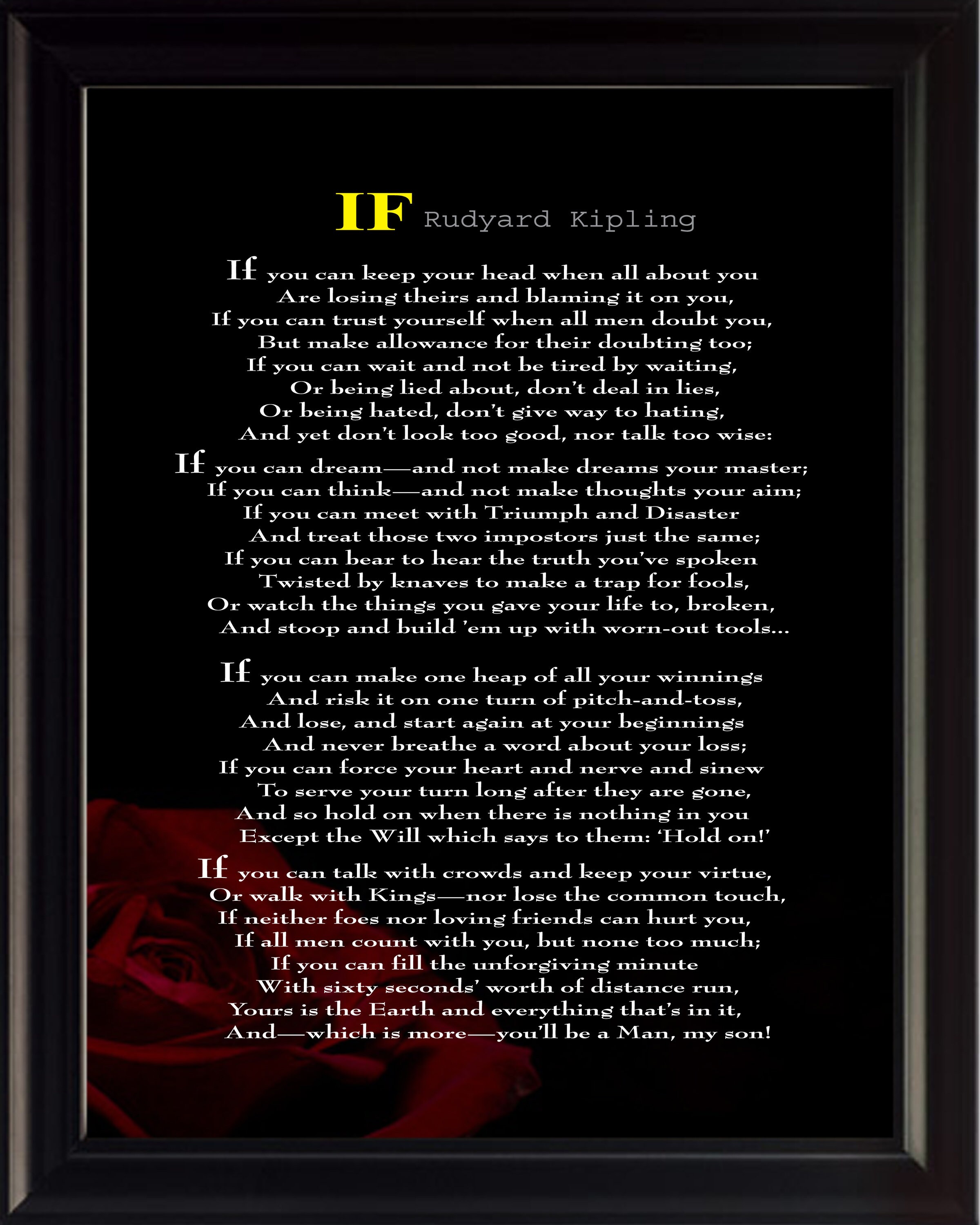 Rudyard Kipling Poem if Motivational Poster, Print, Picture or Framed ...
