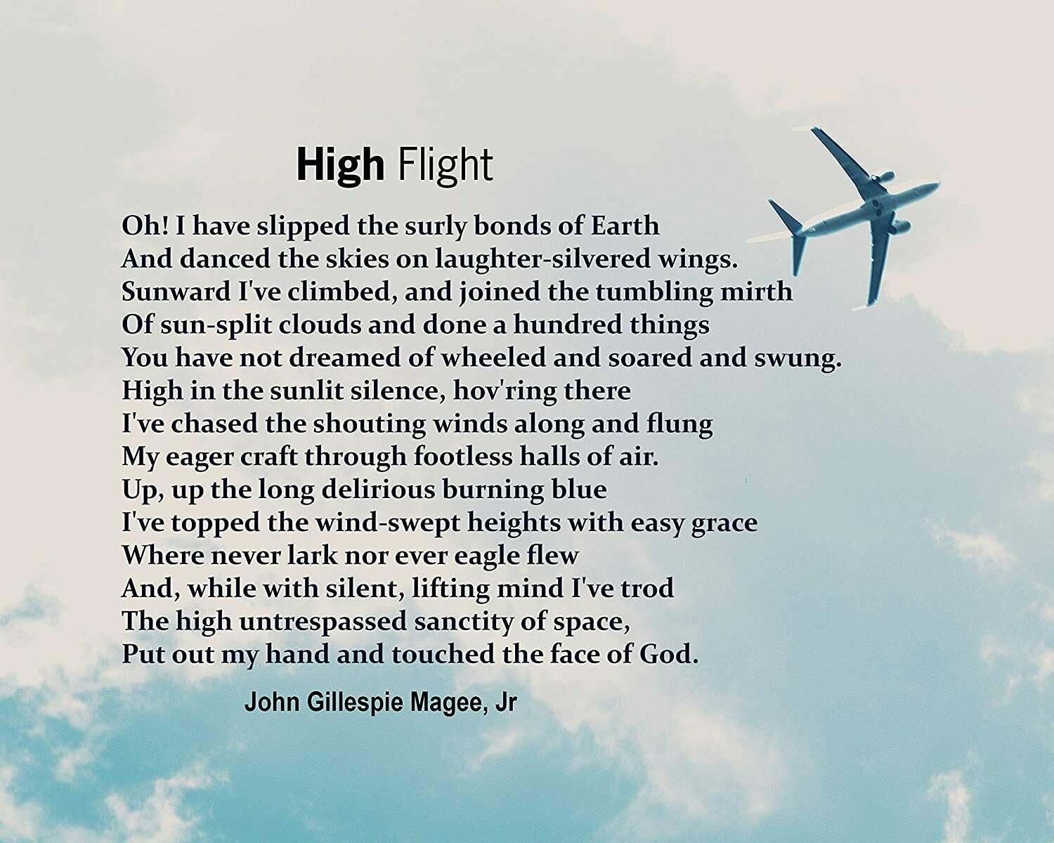 High Flight Poem by John Gillespie Magee Jr Poster Print - Etsy