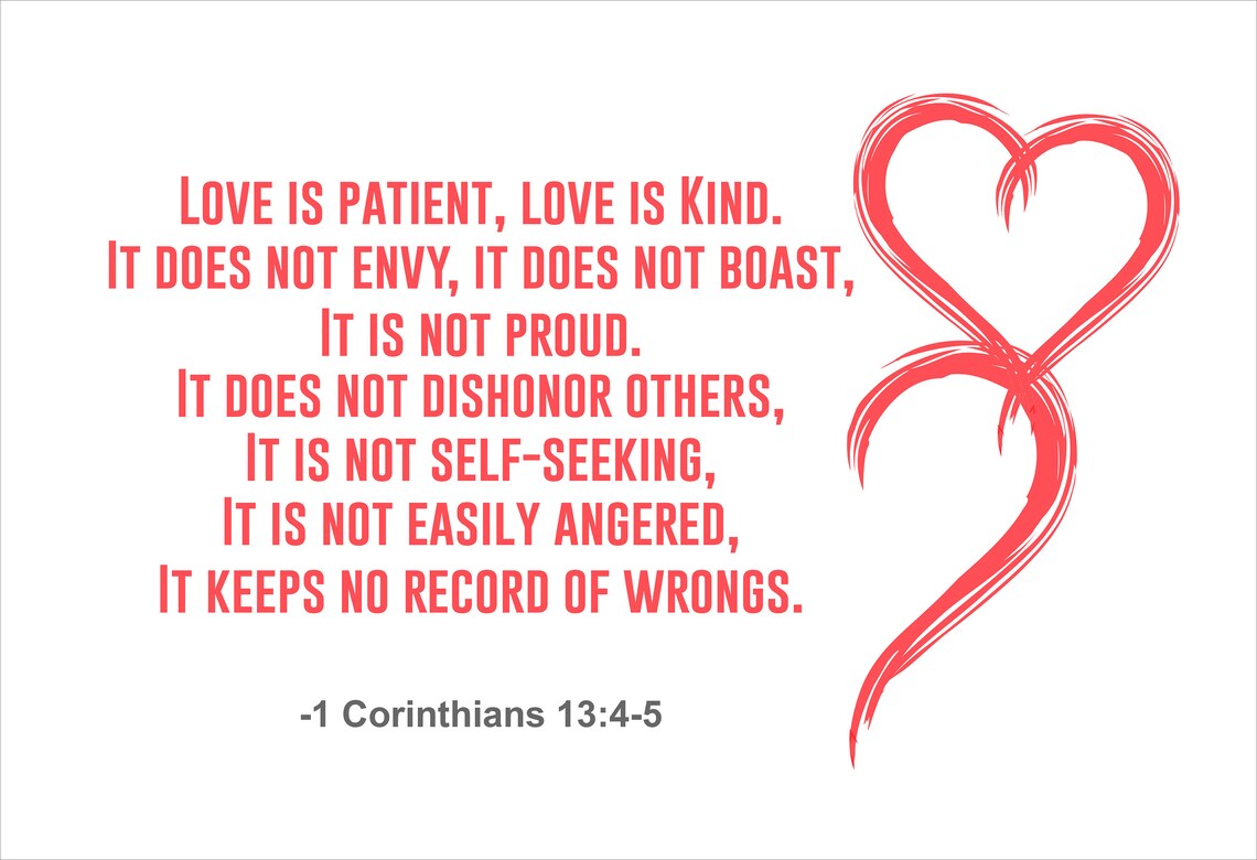 1 Corinthians 13:4-5 Love is Poster, Print, Picture or Framed ...