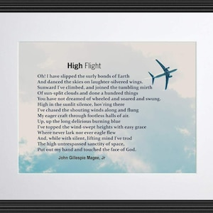 High Flight Poem by John Gillespie Magee Jr Poster, Print, Picture, or ...