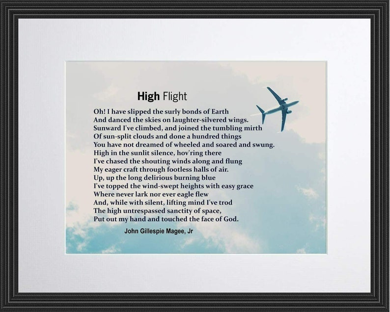 High Flight Poem by John Gillespie Magee Jr Poster Print - Etsy High Flight Poem by John Gillespie Magee Jr Poster Print - Etsy