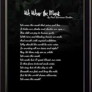 Paul Lawrence Dunbar We Wear the Poster, Print, Picture or Framed ...