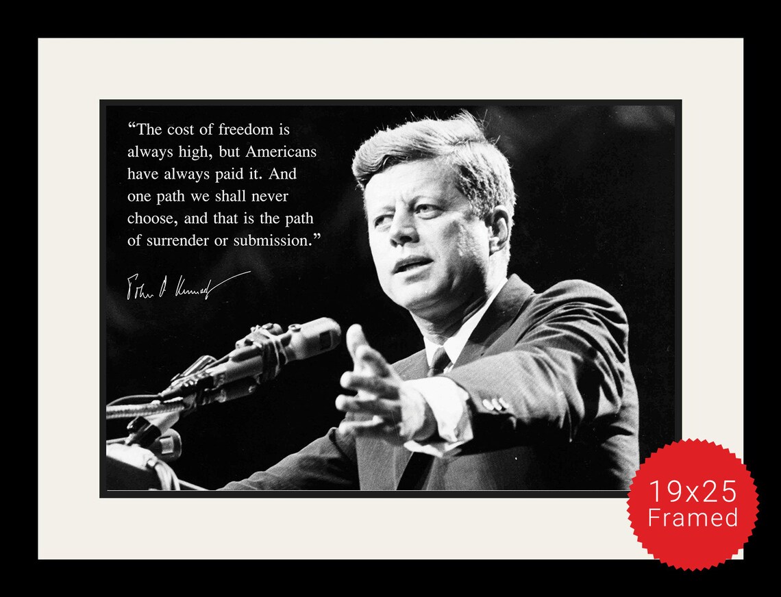 John F Kennedy JFK Photo Picture Poster or Framed Quote | Etsy