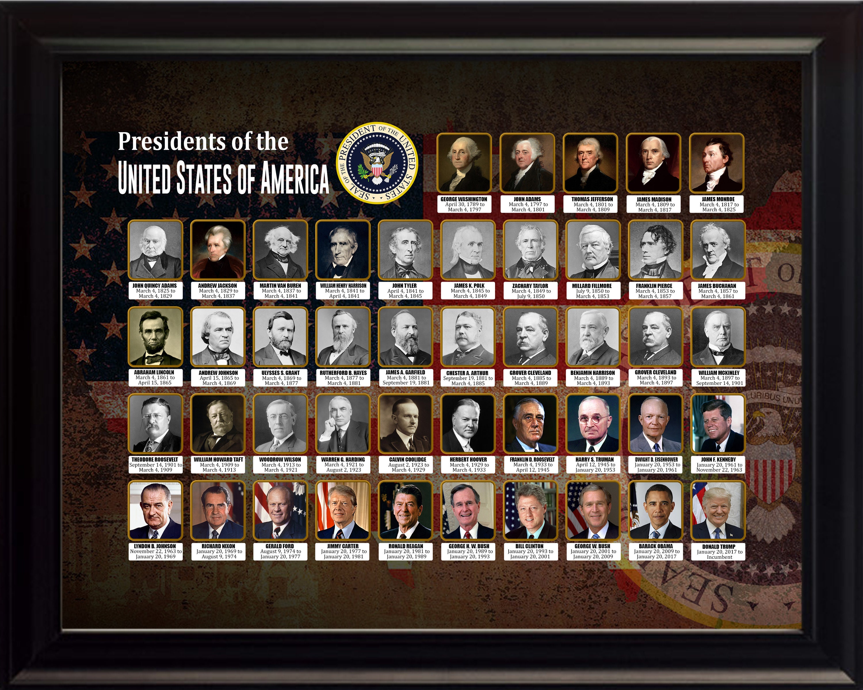 American Presidents Poster Picture or Framed Wall Art | Etsy