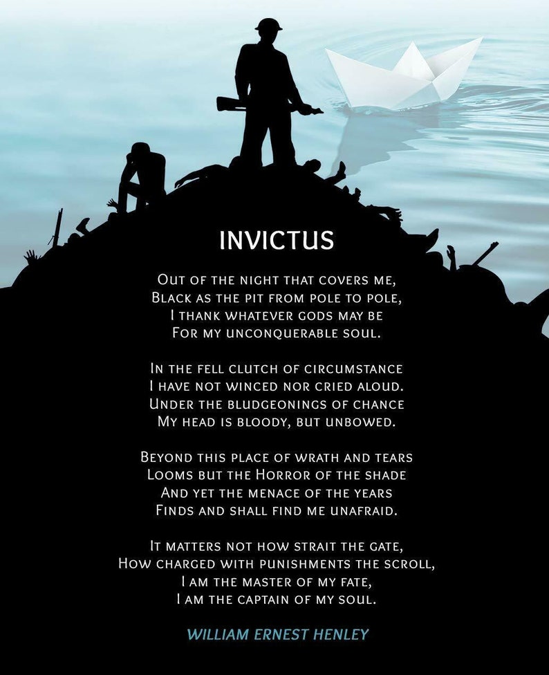 Invictus Poem by William | Motivational Poster Print Picture or Framed ...