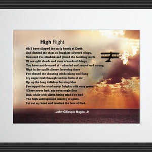 High Flight Poem by John Gillespie Magee Jr Poster, Print, Picture, or ...