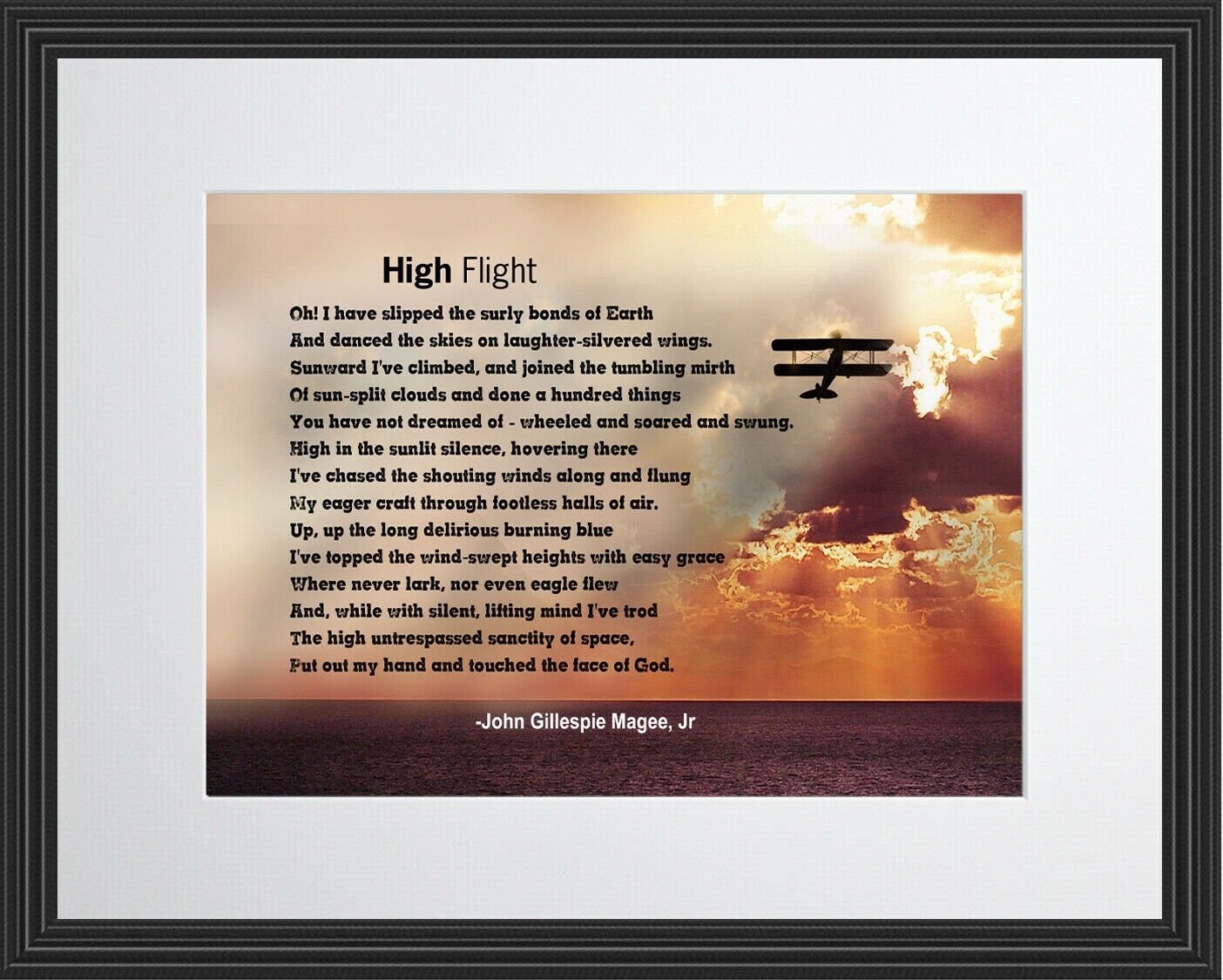 High Flight Poem by John Gillespie Magee Jr Poster, Print, Picture, or ...