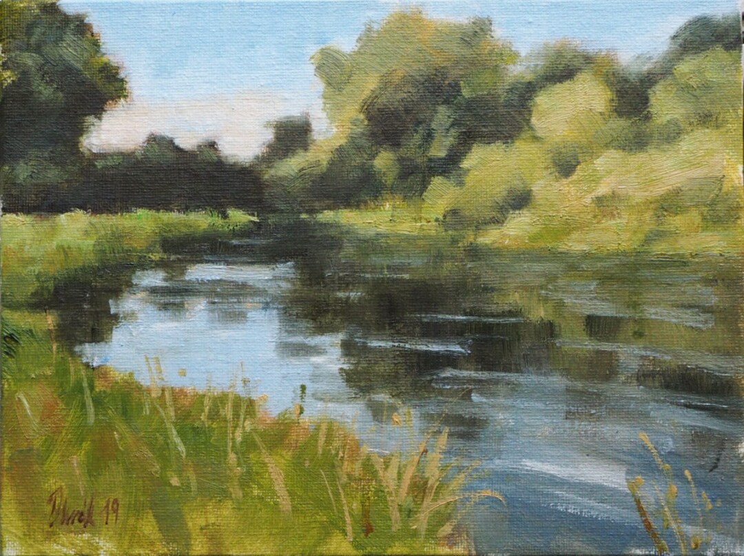 River Avon Near Ringwood, Hampshire - Original, Pleinair Impressionist ...