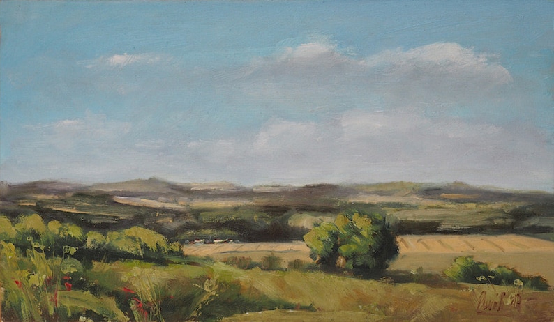 South Devon Countryside View - Landscape, Oil, Painting, Fine Art - Etsy UK