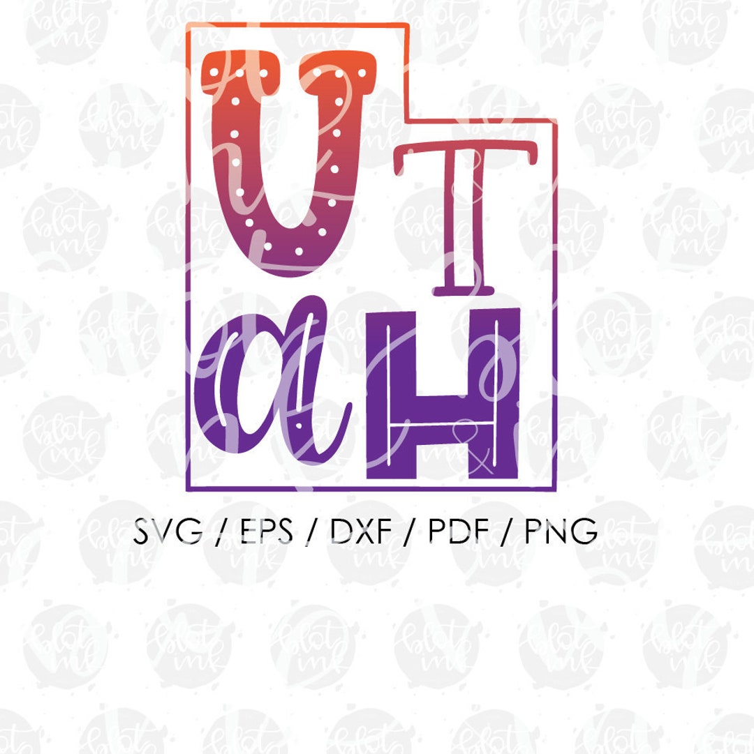 Utah State Outline Design SVG Hand Lettered SVG Blot and - Etsy