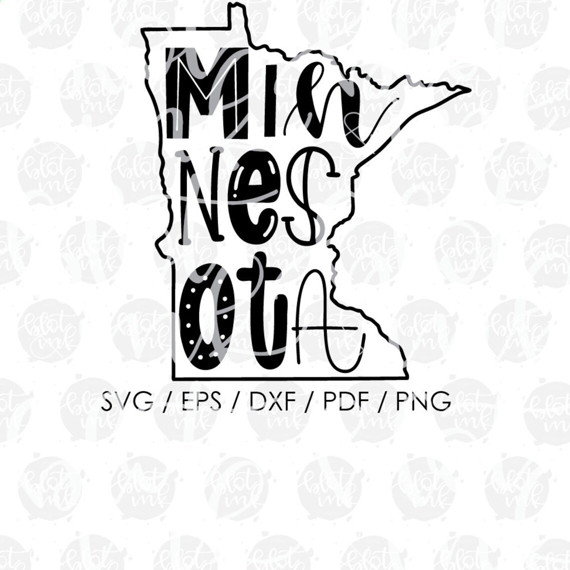 Minnesota State Outline Design SVG Hand Lettered SVG Blot | Etsy