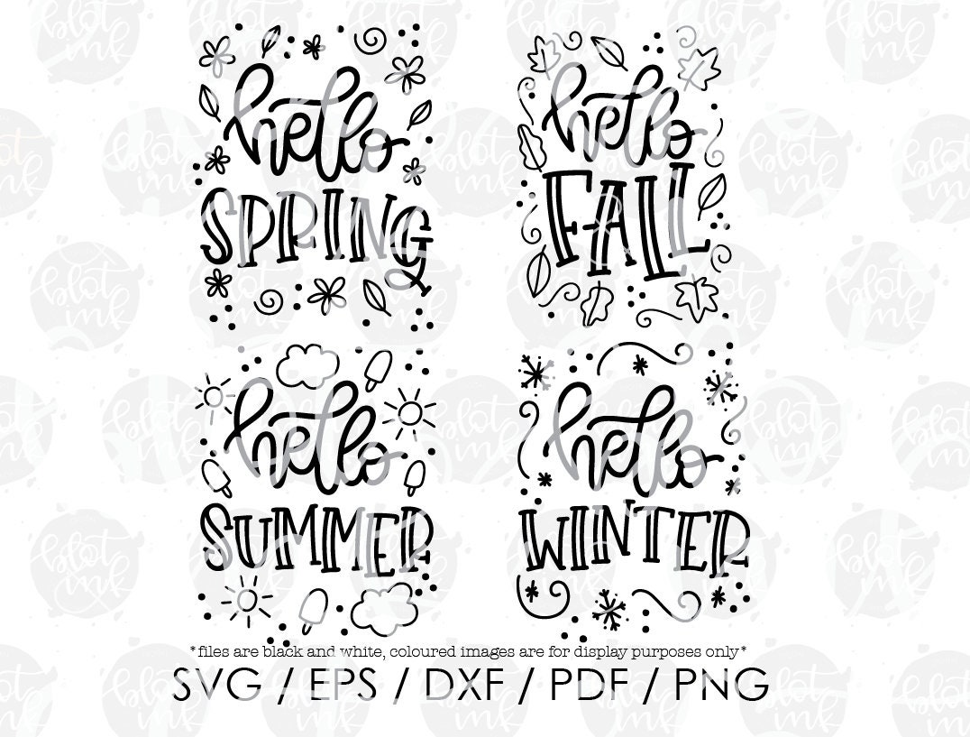 Hello Spring Summer Winter Fall SVG 4 Seasons Clip Art - Etsy