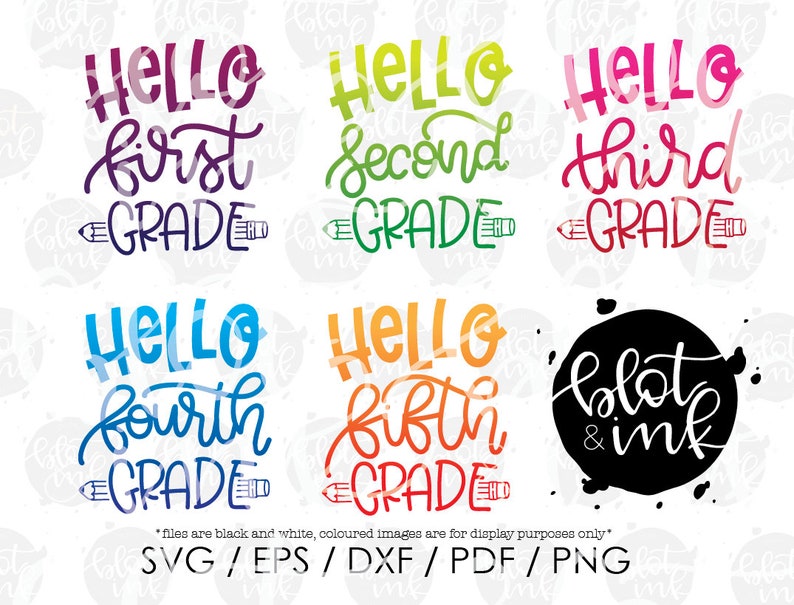 Hello Grade Designs SVG Back to School Grades 1-5 Design Set - Etsy