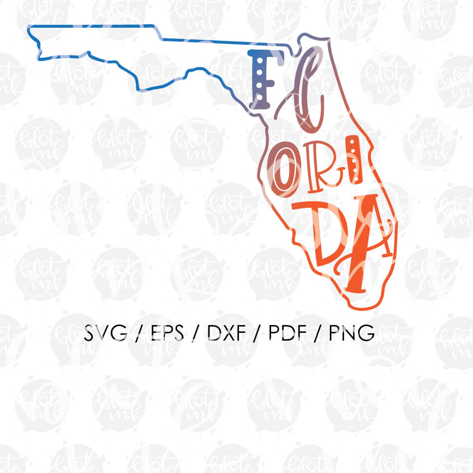 Florida State Outline Design SVG Florida Vacation Theme Park | Etsy