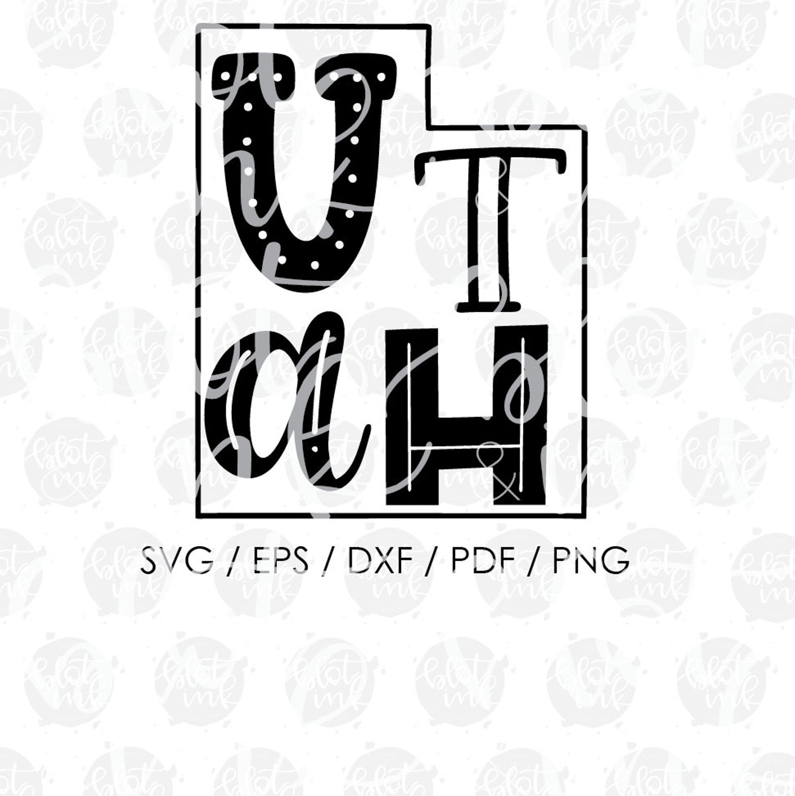Utah State Outline Design SVG Hand Lettered SVG Blot and - Etsy