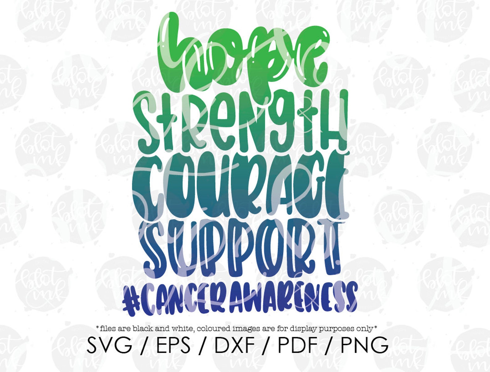 Hope Strength Courage Support Cancer Awareness List SVG - Etsy