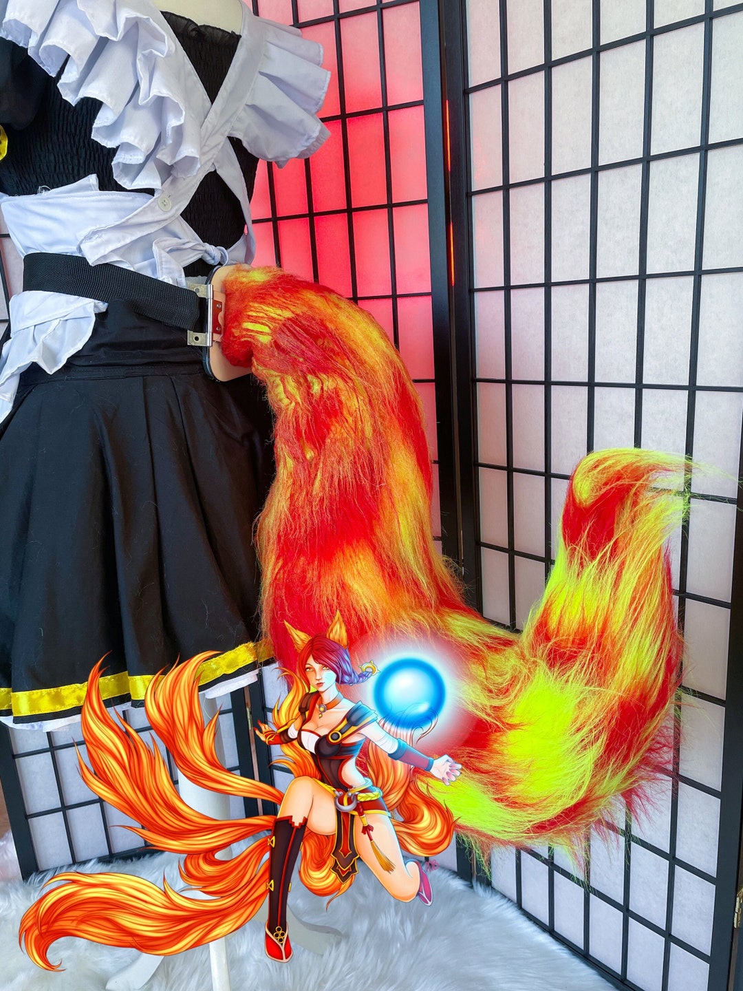 READY TO SHIP Foxfire Ahri Inspired Single Tail Fox Tail Fox Cosplay ...