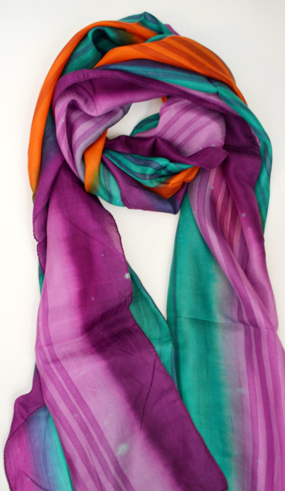 Silk Scarf,striped Silk Wrap,100% Silk,modern Scarf,head Scarf,tie Dye ...