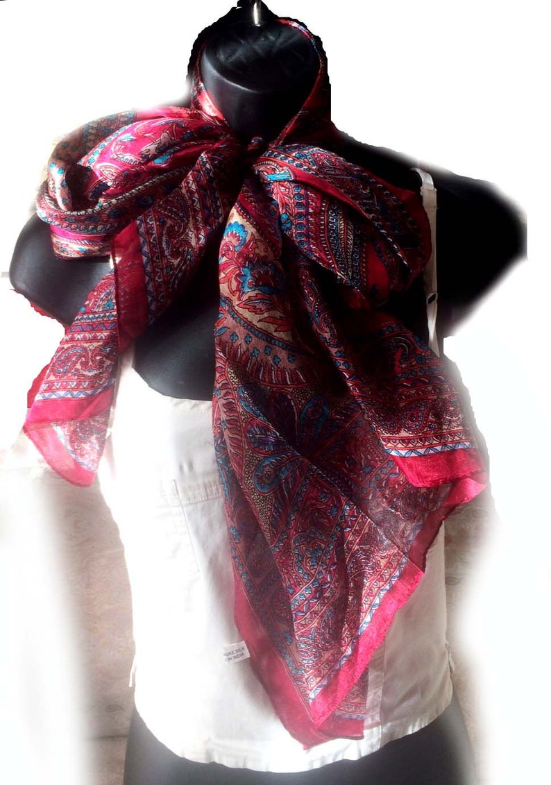 Maroon Paisley Silk Scarf: Brick Red Floral Wrap - Etsy