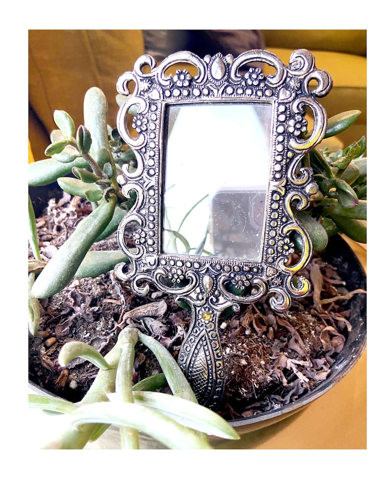 ANTIQUE HAND Mirror-etched Silver Royal Hand Mirror Rare Home - Etsy