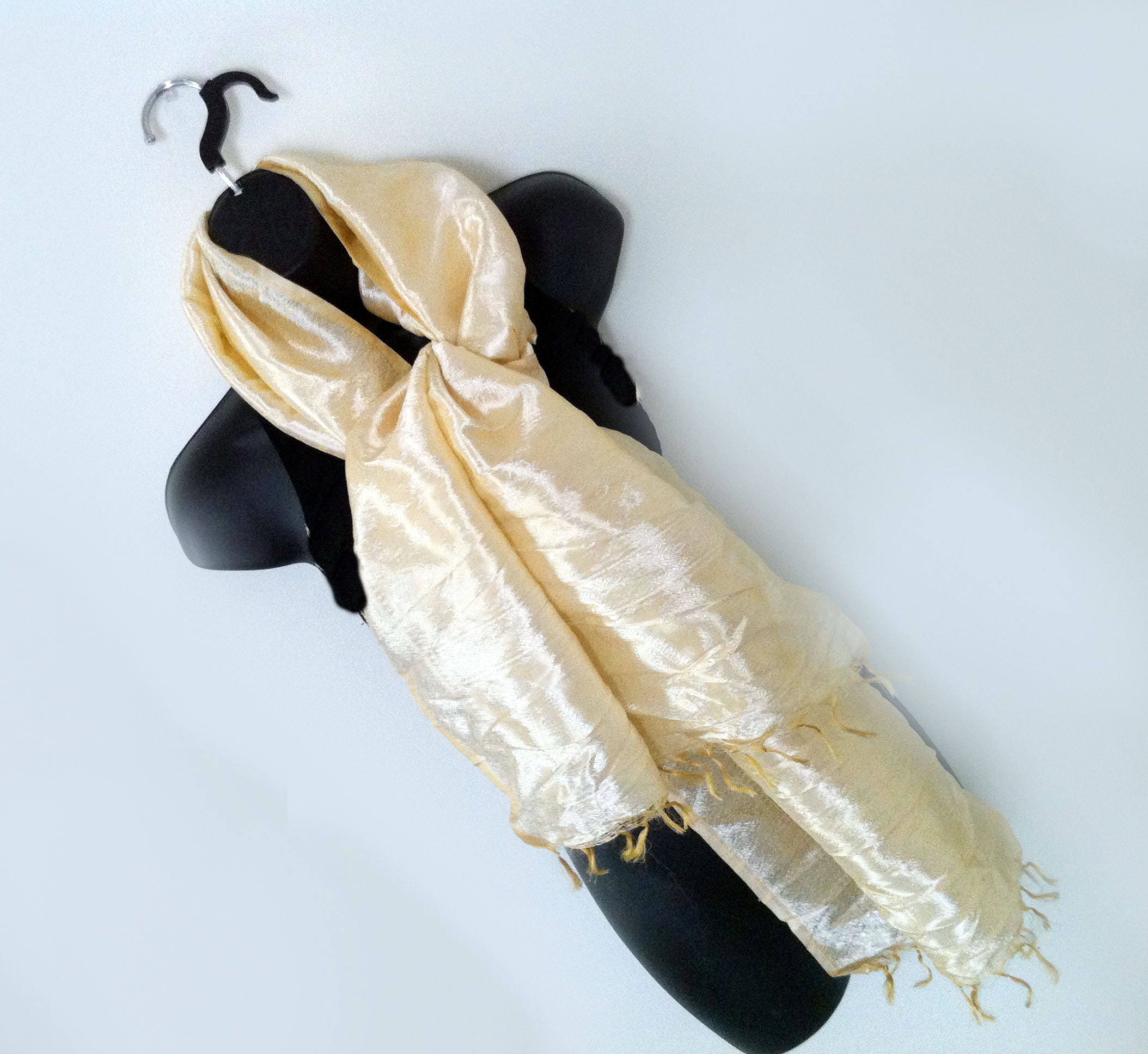 Ivory Brocade Scarf- Bridal Wedding Wrap-fringe Scarf-paisley Silk ...