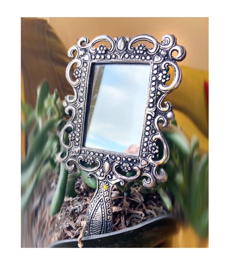 ANTIQUE HAND Mirror-etched Silver Royal Hand Mirror Rare Home - Etsy