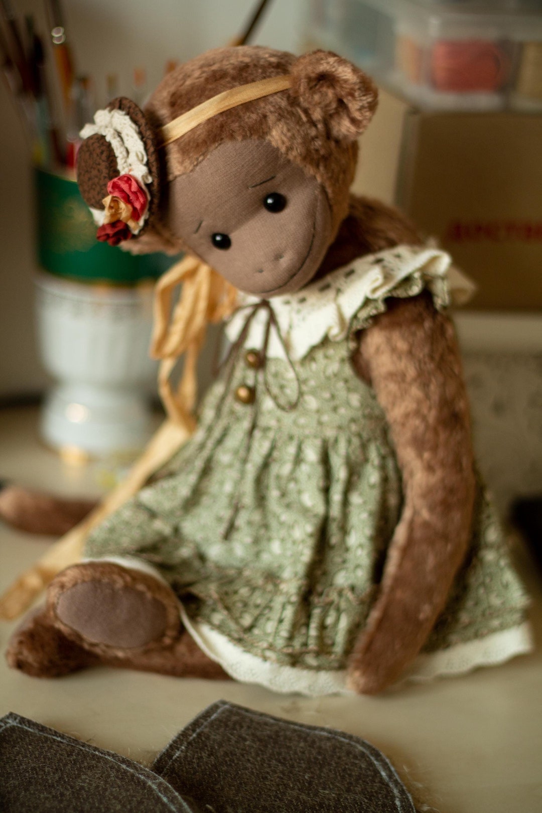 Astist Teddy Bear Monkey 17 Iches Handmade Plush Toy, Unique Stuffed ...
