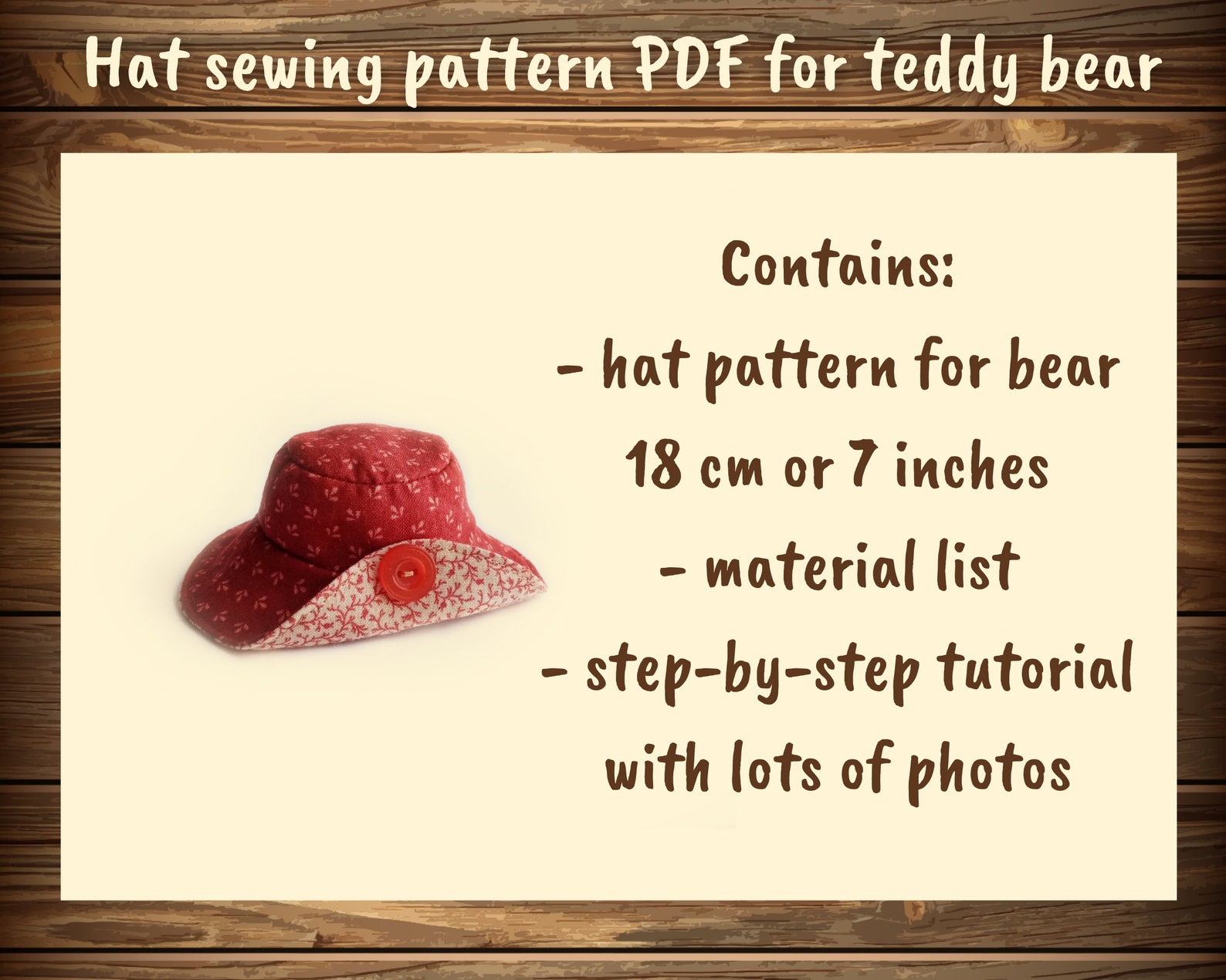 Hat Clothes Pattern Pdf With Photos Tutorial for 7 Inches - Etsy