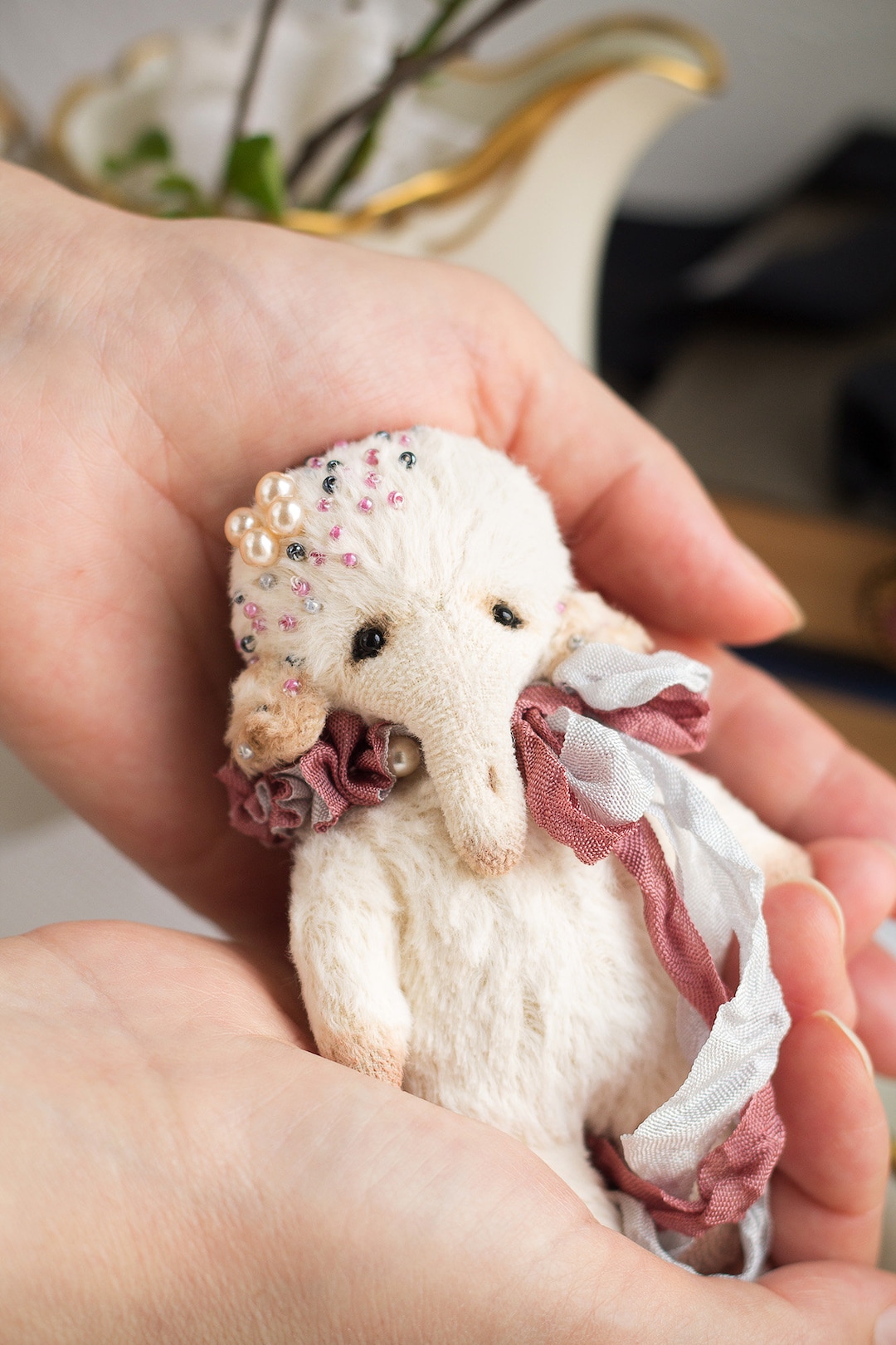 Artist Plush White Elephant Stuffed Toy, Lucky Little Elephant, Teddy ...