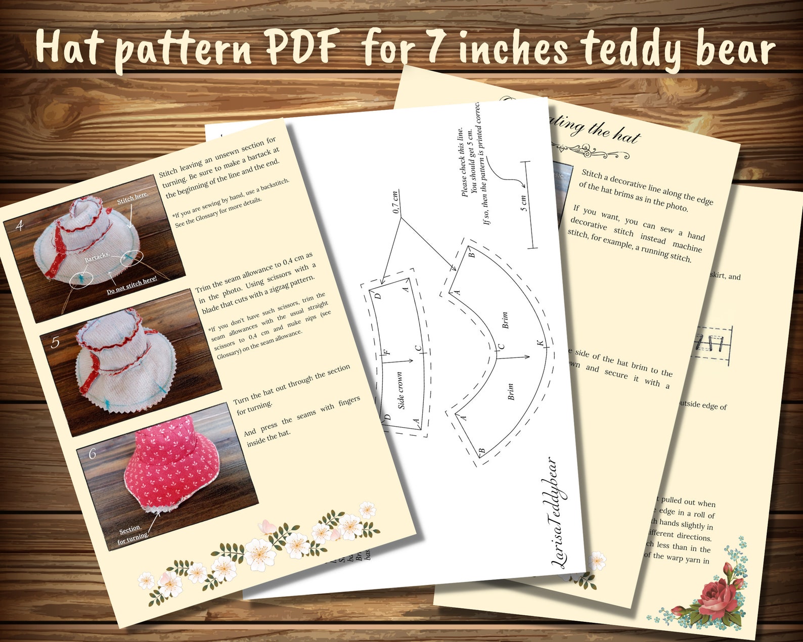 Hat Clothes Pattern Pdf With Photos Tutorial for 7 Inches - Etsy