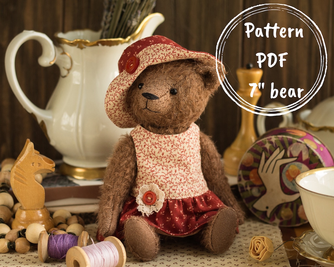 7 Inches Easy Plush Artist Teddy Bear Sewing Pattern Pdf With Clothes ...