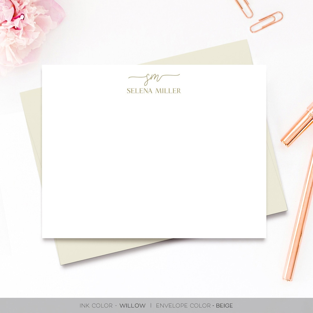 Personalized Stationery Monogram Note Cards With Envelopes ...