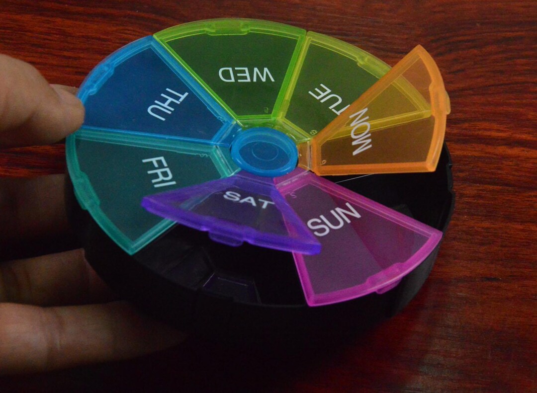 Colorful Weekly Box, 7 Day Pill Box,round Plastic Box,7 Slot Plastic ...