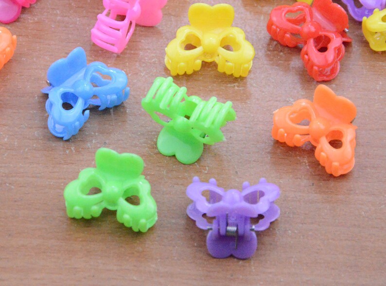 50pcs assorted Plastic Butterfly clipsPlastic Hair | Etsy