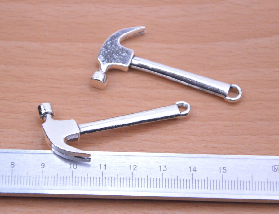 Antique Silver Hammer Pendant Supply.5pcs Small Metal Silver | Etsy