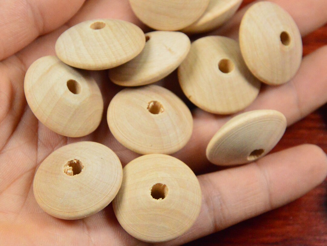 Wooden Abacus Beads,20pcs Natural Wood Abacus Bead,wooden Disc Beads ...