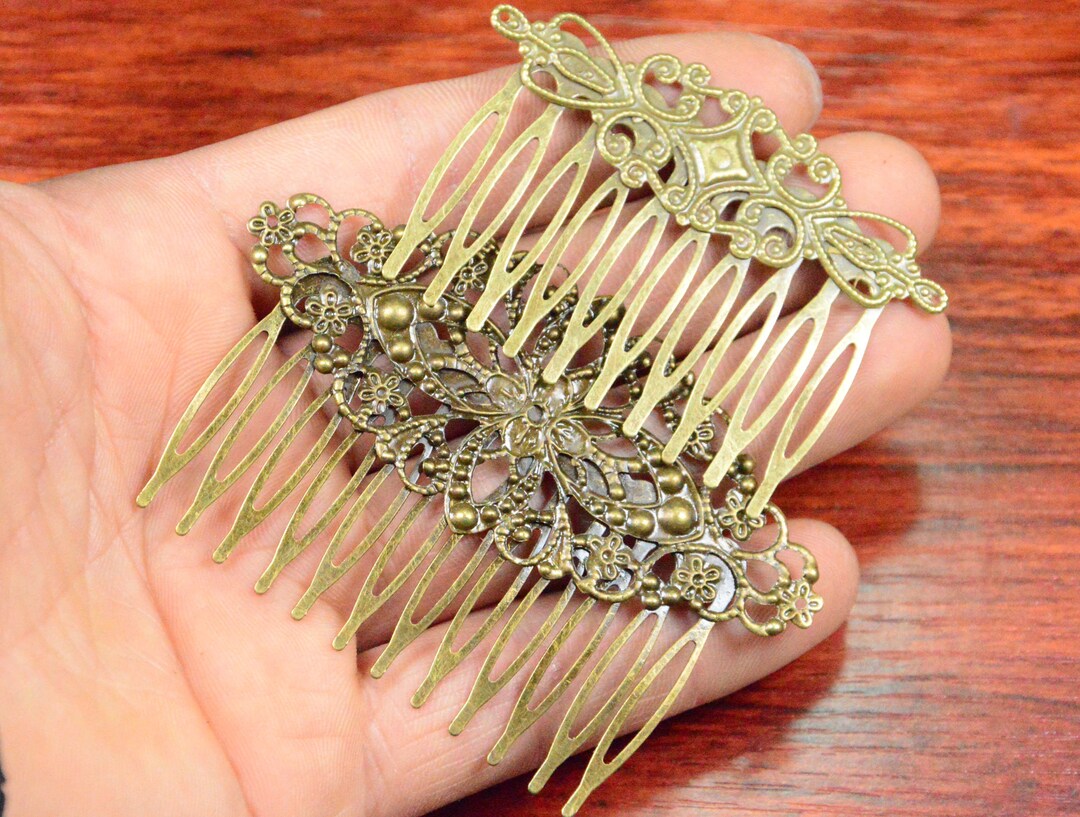 10pcs Antique Bronze Filigree Combs,bronze Hair Combs,10/12 Teeth Combs ...