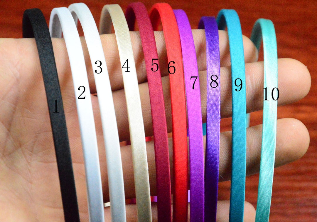 10pcs Mixed Color Metal Headbands,colored Satin Wrapped Metal Hairbands ...