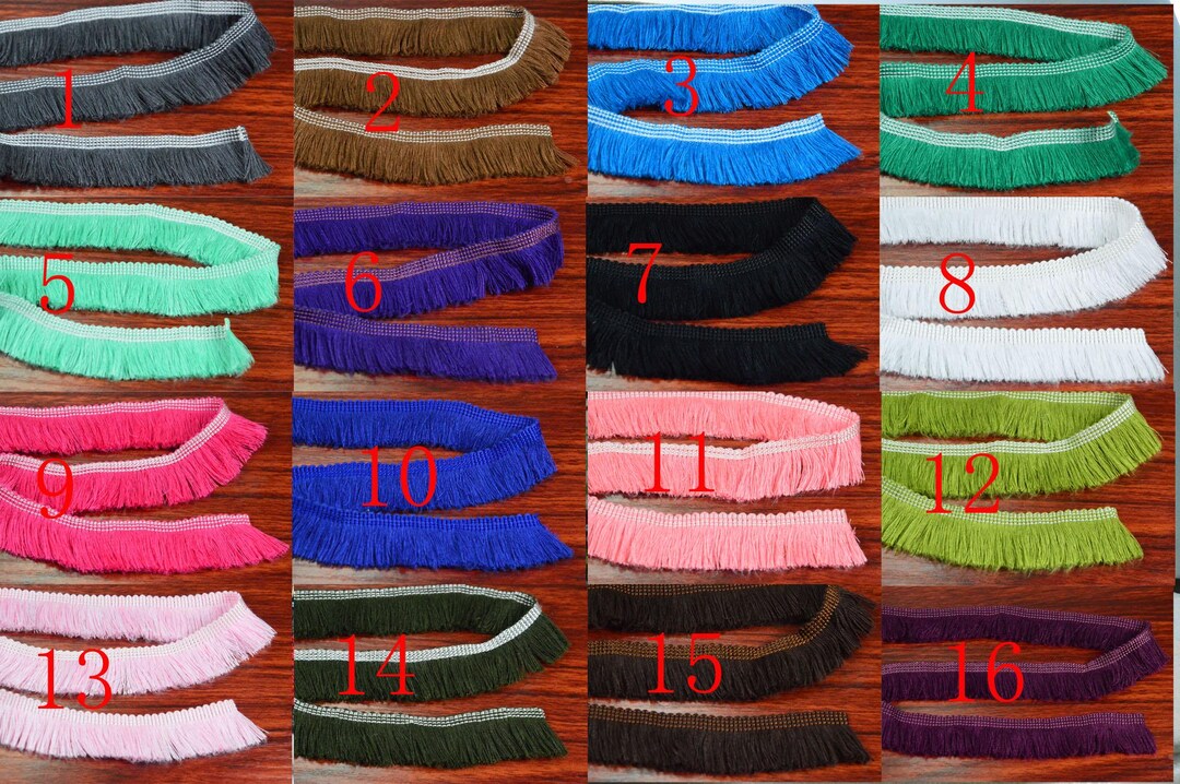 Assorted Color Cotton Fringe Trim, 1'' Wide Brush Tassel Tape Border ...