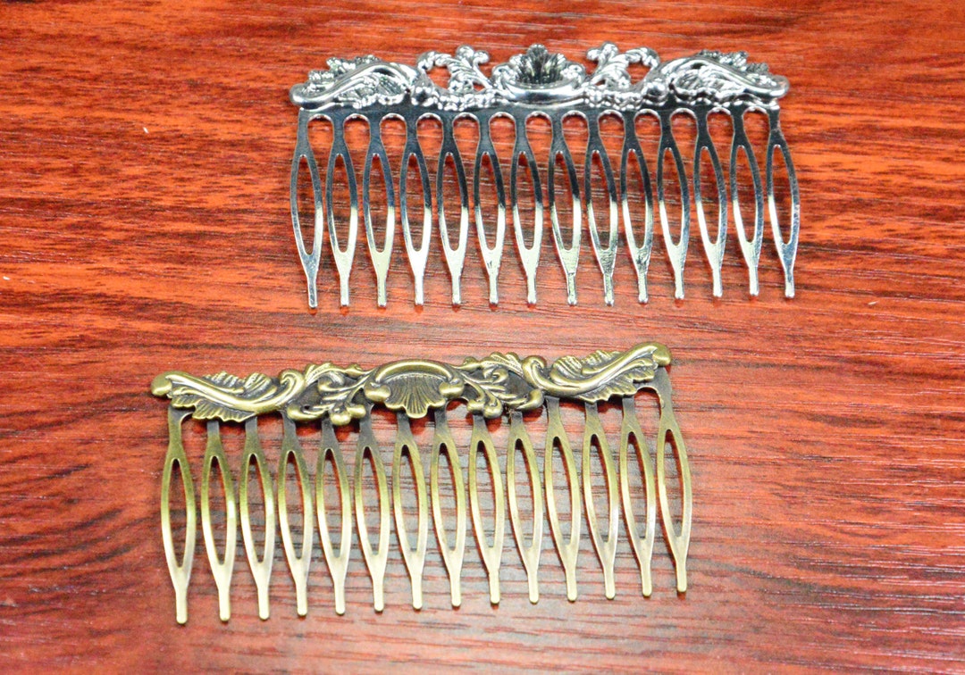 Antique Bronze/silver Filigree Hair Comb,metal Hair Combs,14 Teeth Hair ...