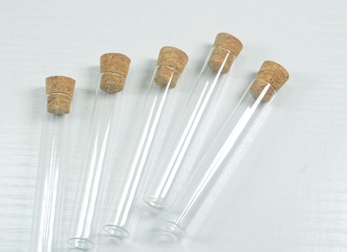 20 Glass Test Tube Finding,thin Glass Bottles With Wooden Cork 75x12mm ...