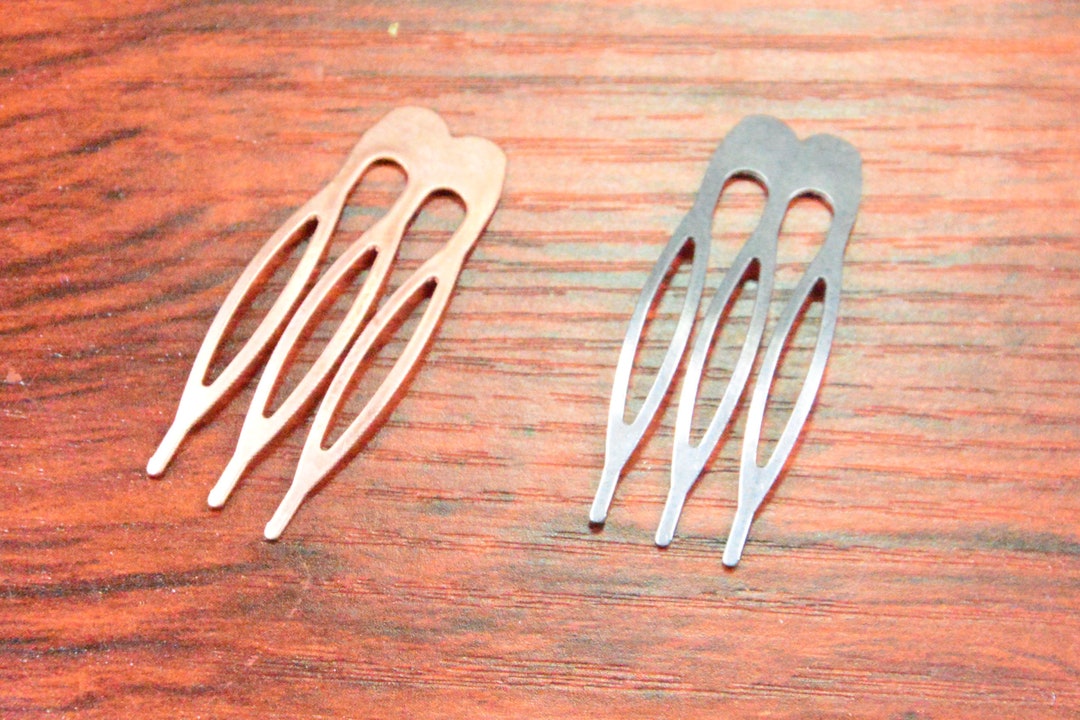 50 Blank Hair Combs,veil Combs,3 Teeth Bridal Hair Comb,plain Metal ...