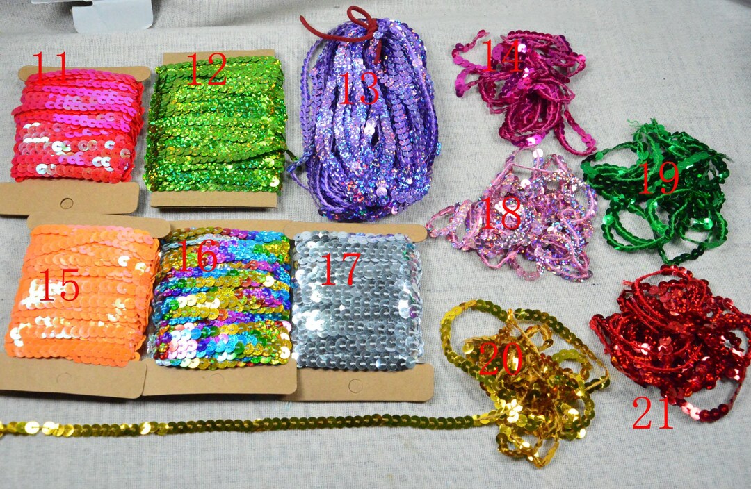 Glittering Crafts Flat Sequin Strip Trim on Strings,6mm Iridescent ...