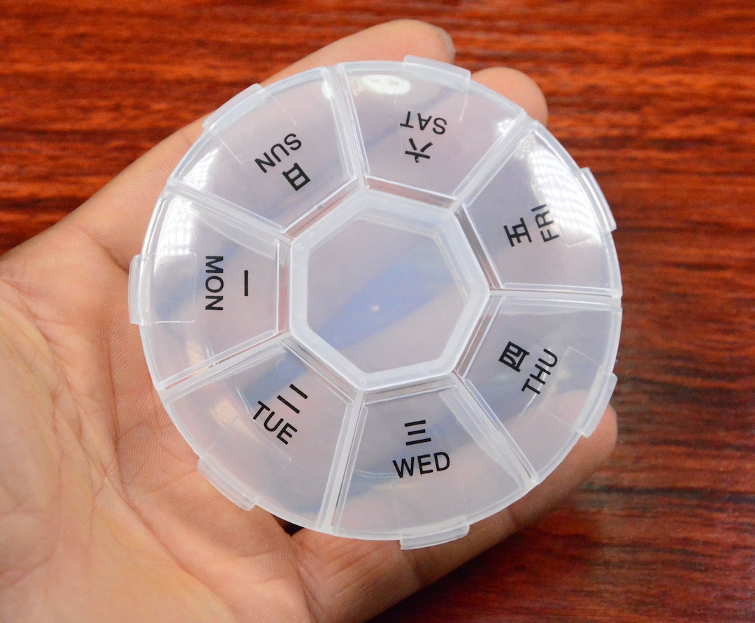 7 Day Weekly Box Pill Box, 7 Slot Round Plastic Box,clear Plastic Box ...